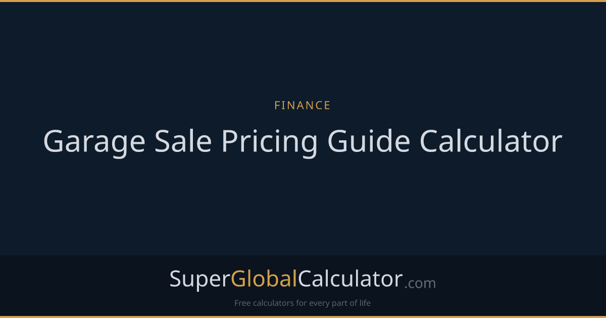 Garage Sale Pricing Guide Calculator
